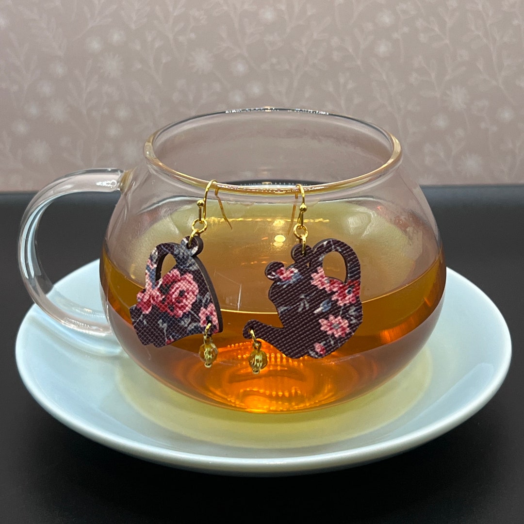 Tea Earrings • Cottage Tea Party Jewelry • Tea Pot and Tea Cup Dangles ...