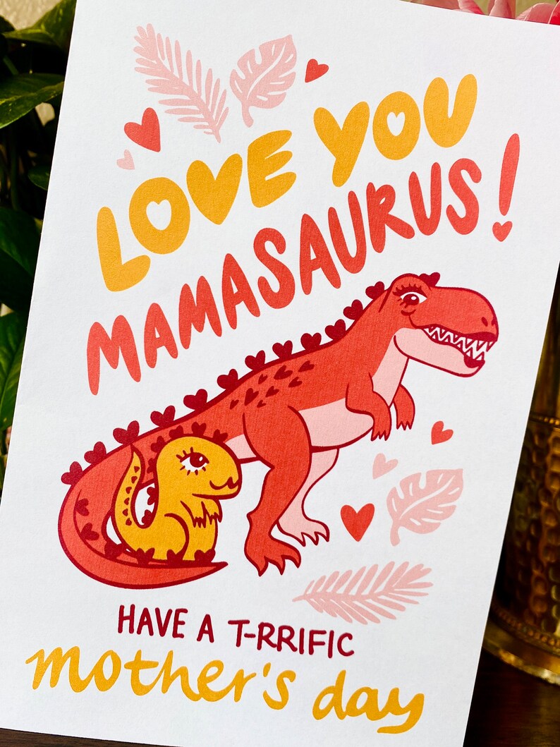 MOTHER'S DAY PRINTABLE Love You Mamasaurus Hand-drawn Printout Card ...