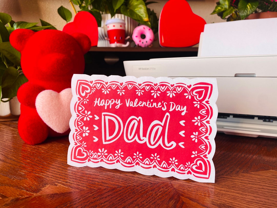 VALENTINE PRINTABLE - Happy Valentines Day Dad - Cute Hand-drawn ...