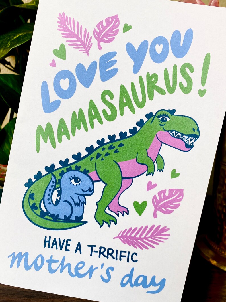 MOTHER'S DAY PRINTABLE Love You Mamasaurus Hand-drawn Printout Card ...