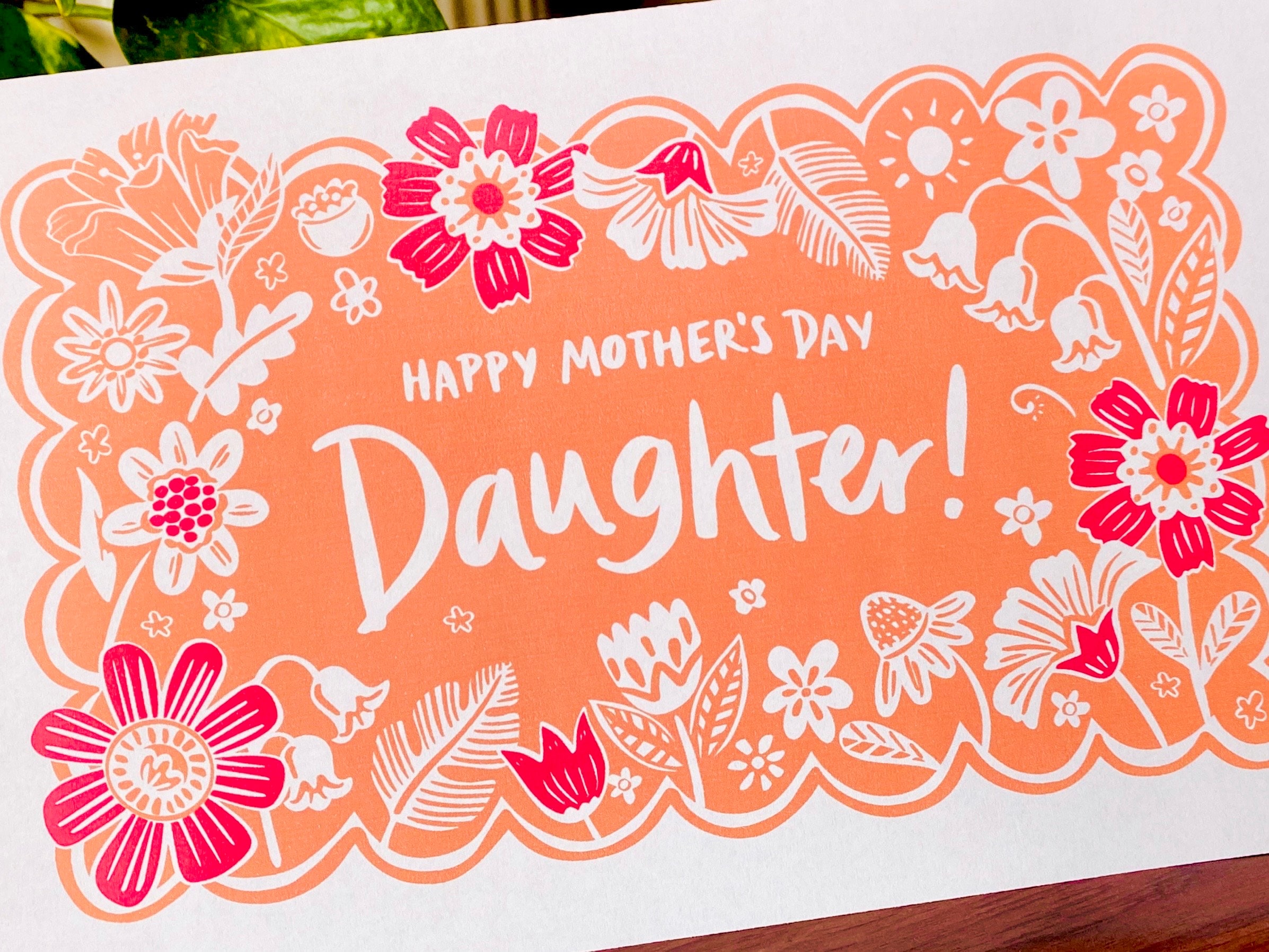 Mothers Day Printable Happy Mothers Day Daughter Hand Drawn Card