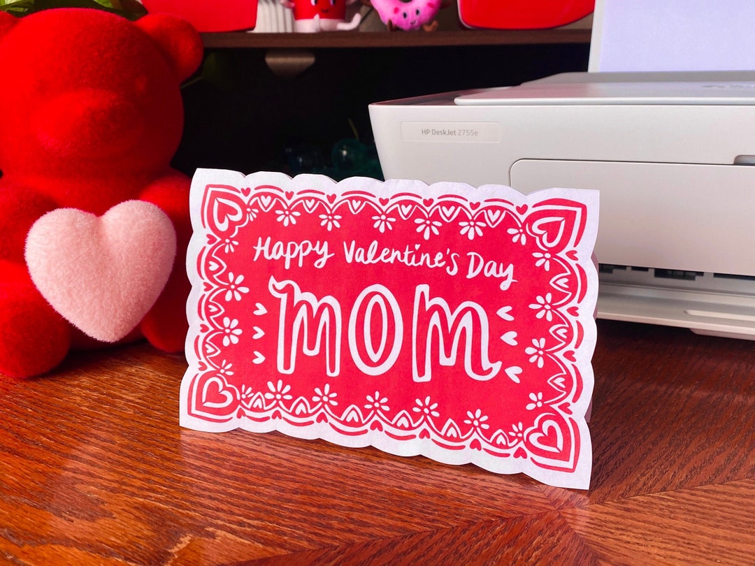 VALENTINE PRINTABLE Happy Valentine's Day Mom Cute Hand-drawn Printout ...