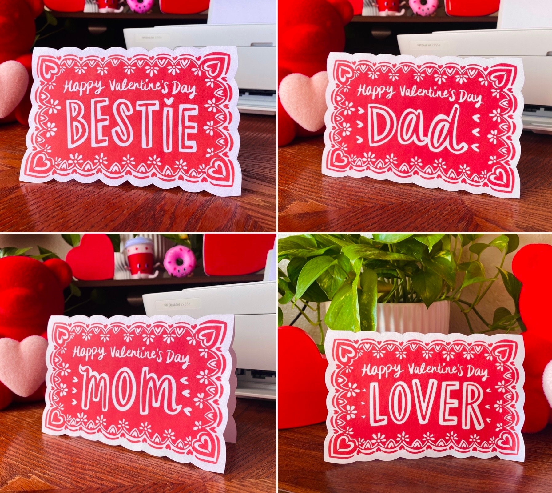 VALENTINE PRINTABLE - Happy Valentine's Day Bestie - Cute Hand-drawn ...