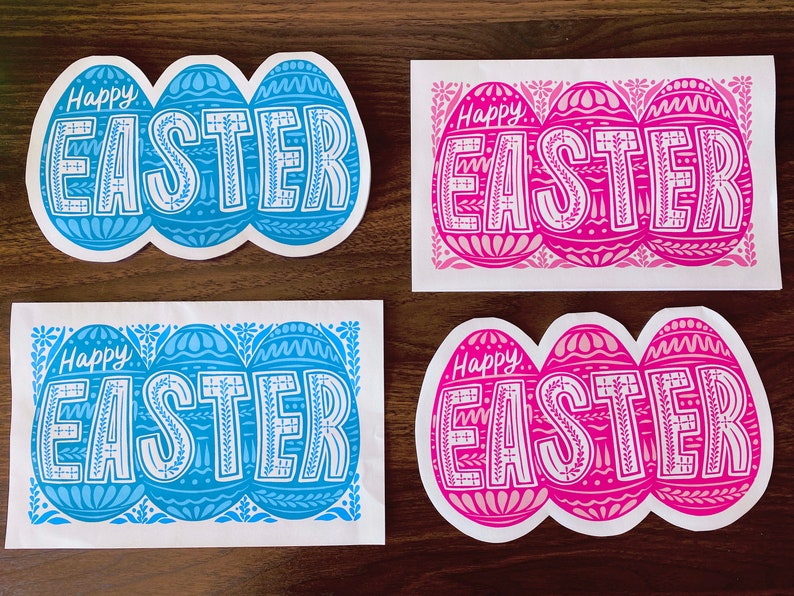 EASTER CARD PRINTABLE Happy Easter Cute Hand-drawn Printout Card Pink ...
