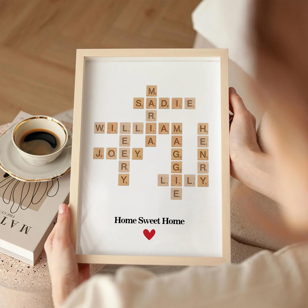 Personalized Family Scrabble Tile Print, Custom Anniversary Gift ...