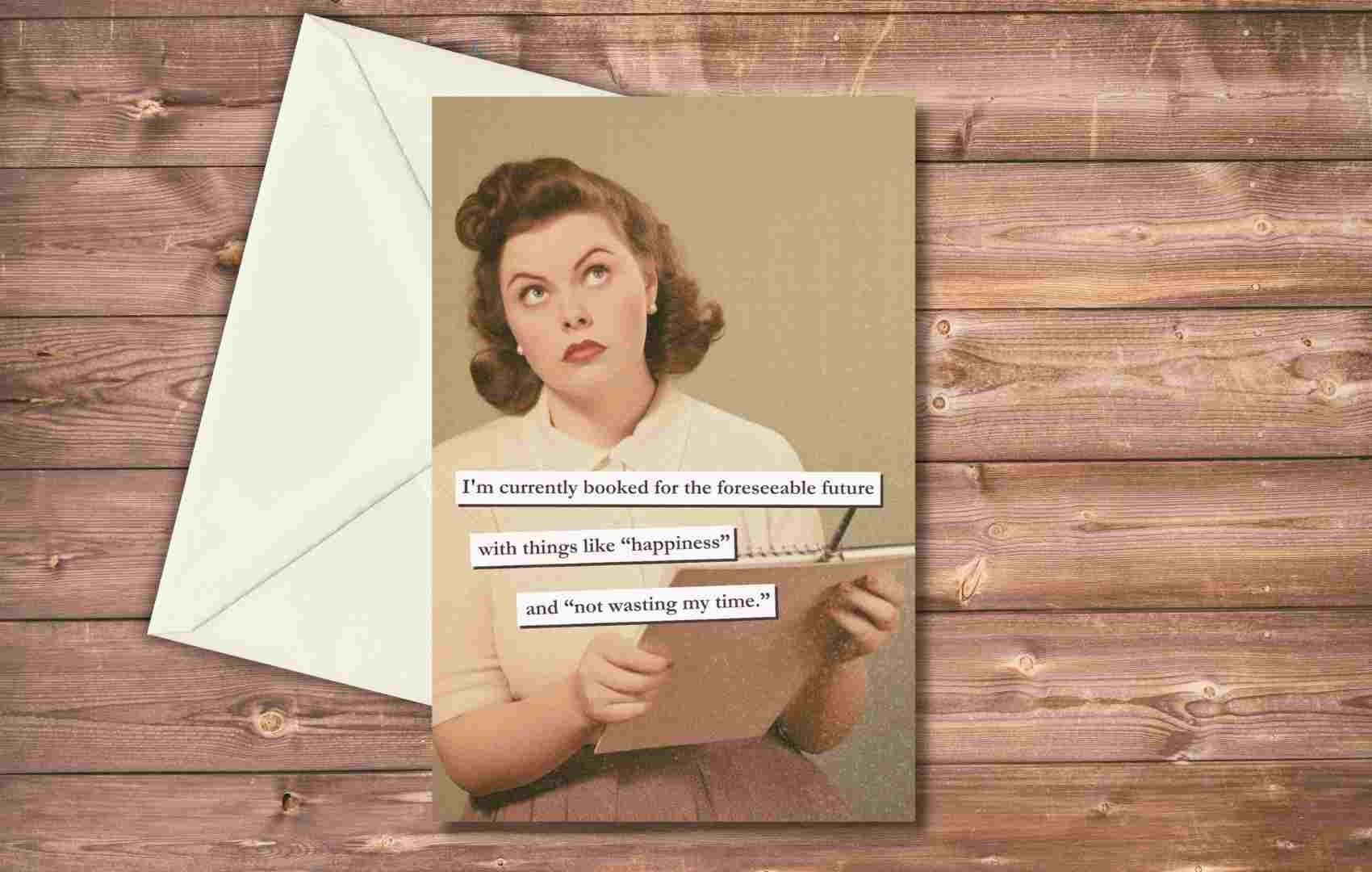 Printable Vintage Woman Card, Printable Greeting Card Funny, Digital ...