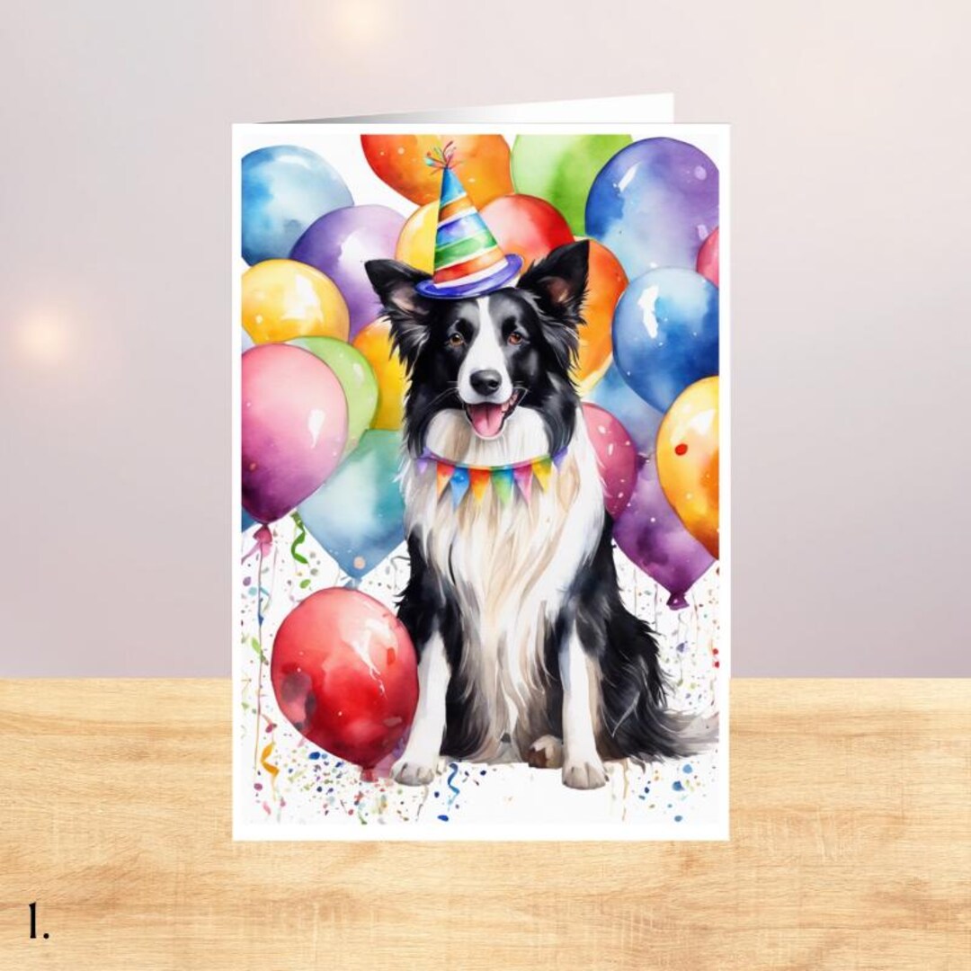 Border Collie Birthday Card, Dog Greeting Card, Pet Lover Gift, Animal ...