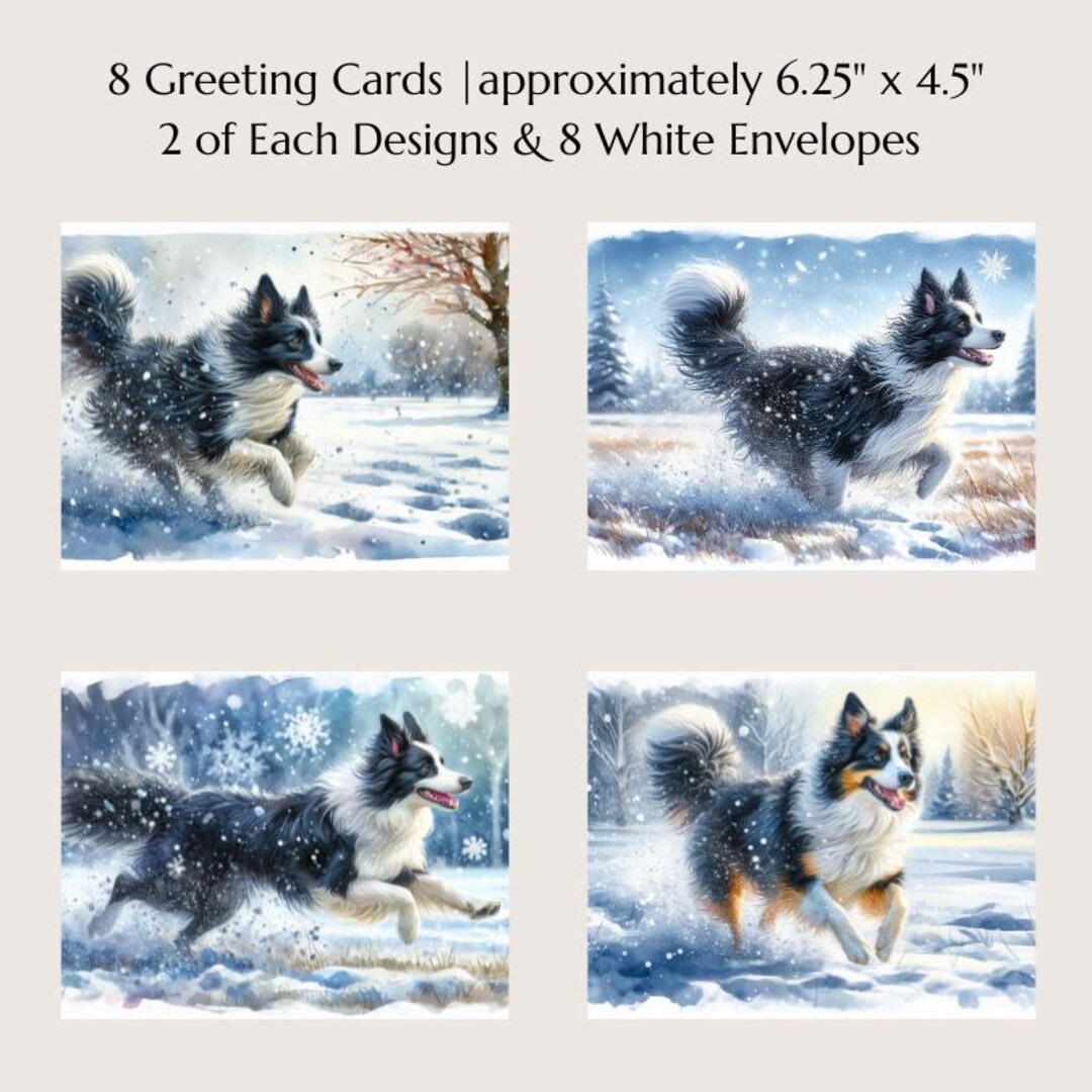 Border Collie Note Cards, Blank Cards, Linen or Smooth Cards, Peel and ...