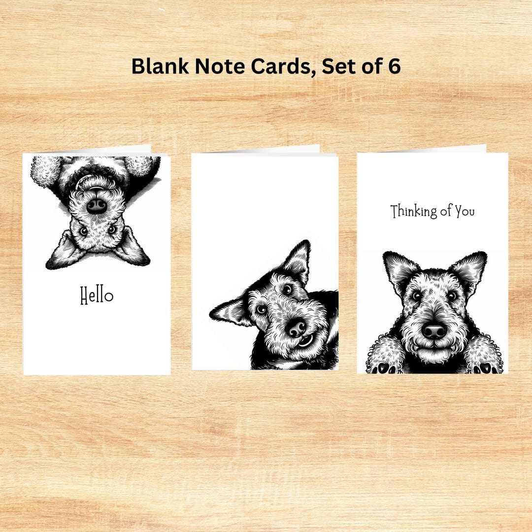 Funny Dog Greeting Cards, Airedale Terrier, Blank Note Card Set ...