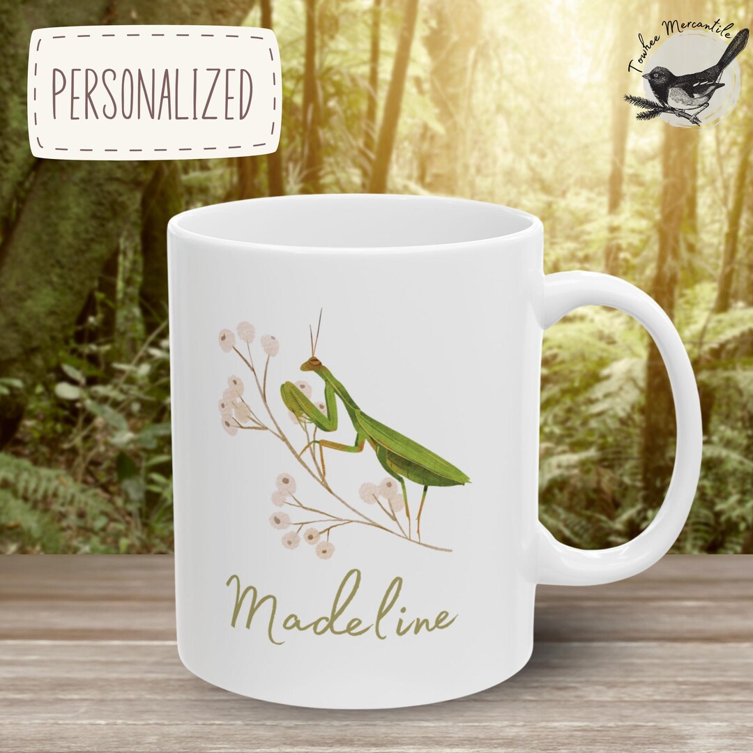 Praying Mantis Ceramic Mug, Personalized Insect Coffee Cup, Custom ...