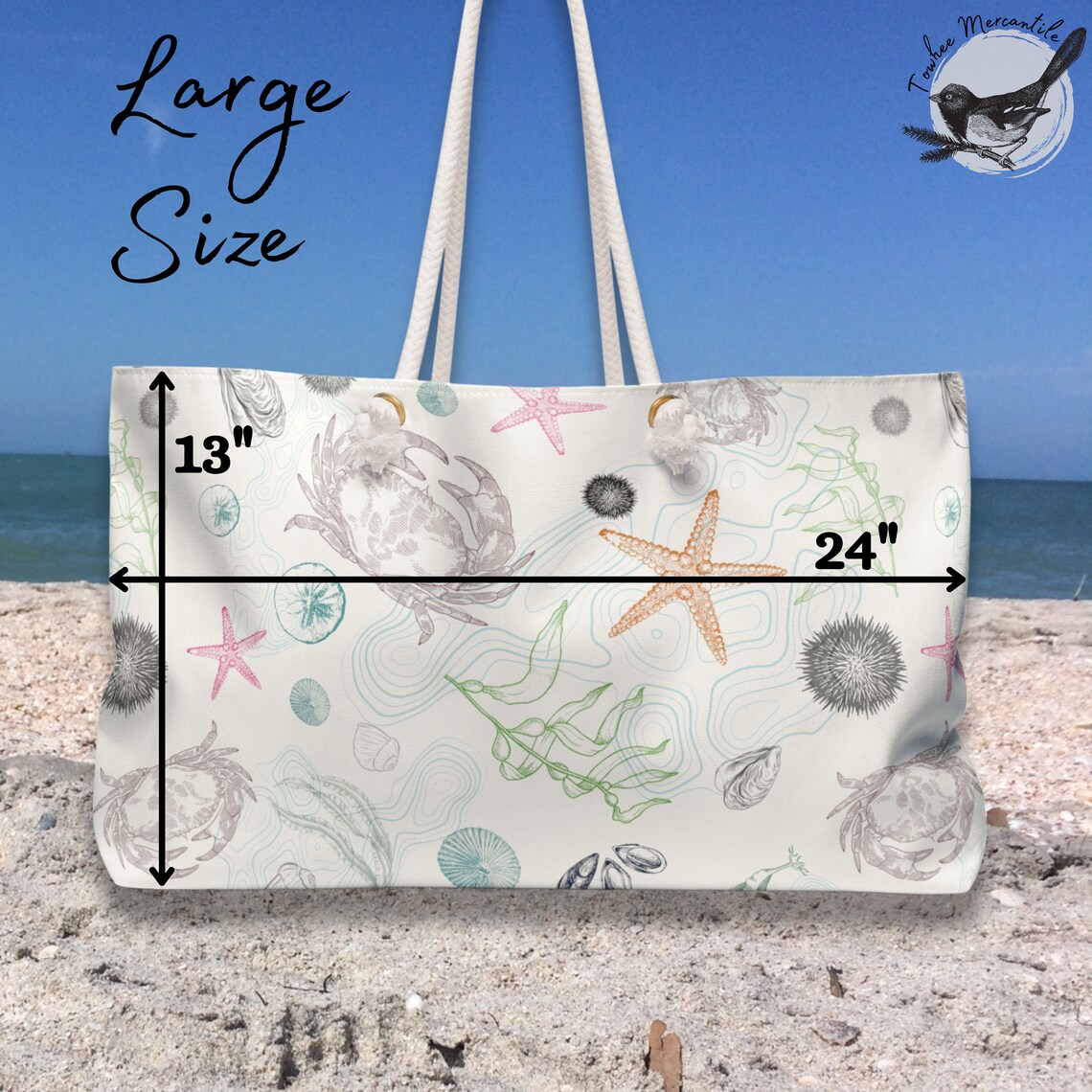 Tide Pool Weekender, Coastal Aesthetic Extra Large Beach Tote Bag ...
