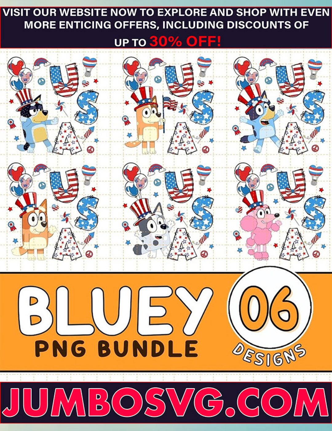 Bluey 4th of July Png Bundle, Bluey Family 4th of July Sublimation, Red ...