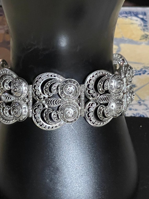 Filigree North African Style Silver Bracelet - Gem