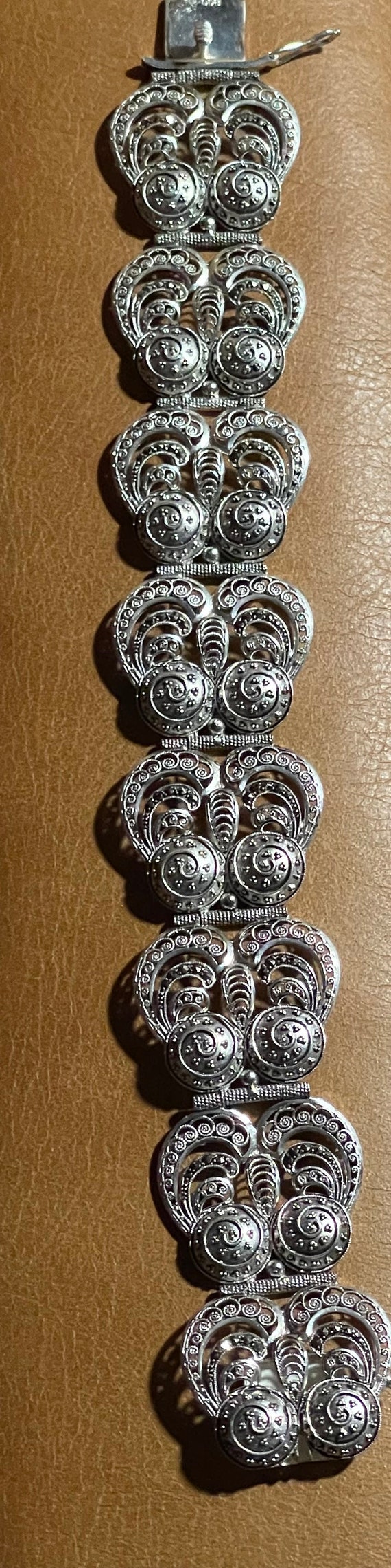 Filigree North African Style Silver Bracelet - Gem