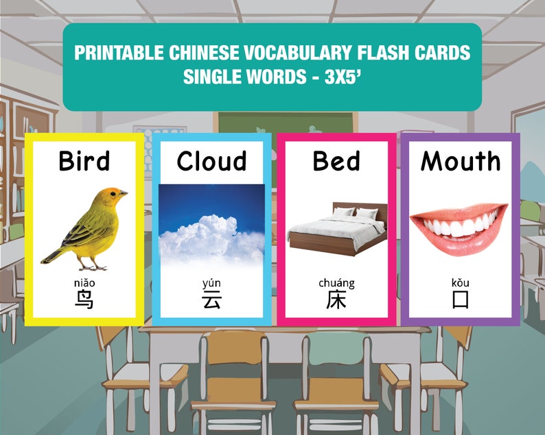 High-quality Chinese Bilingual Printable Flash Cards Digital Download ...