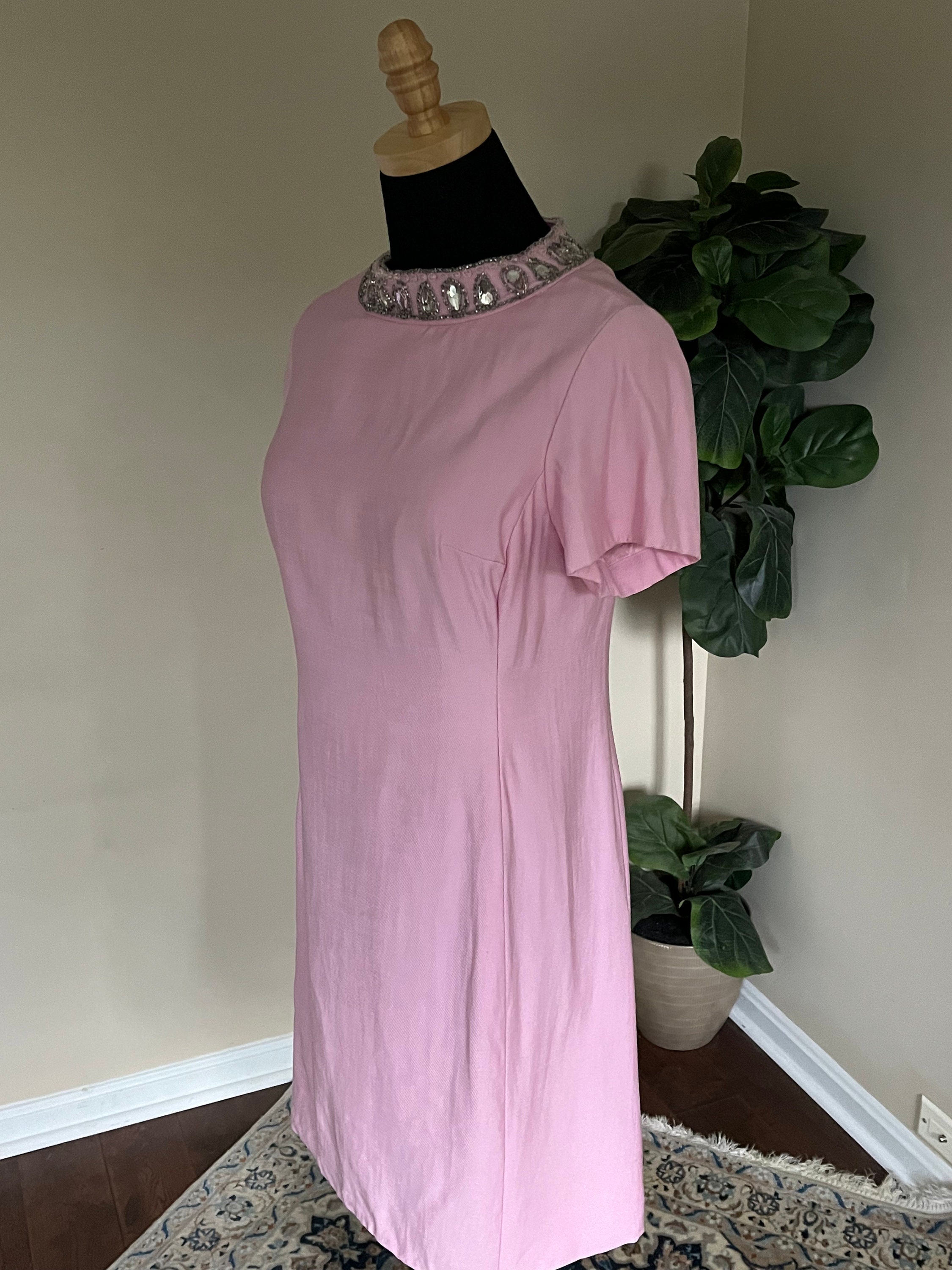 Vintage 1960s Mod Shift Dress Midcentury Modern Dress Pink Embellished ...