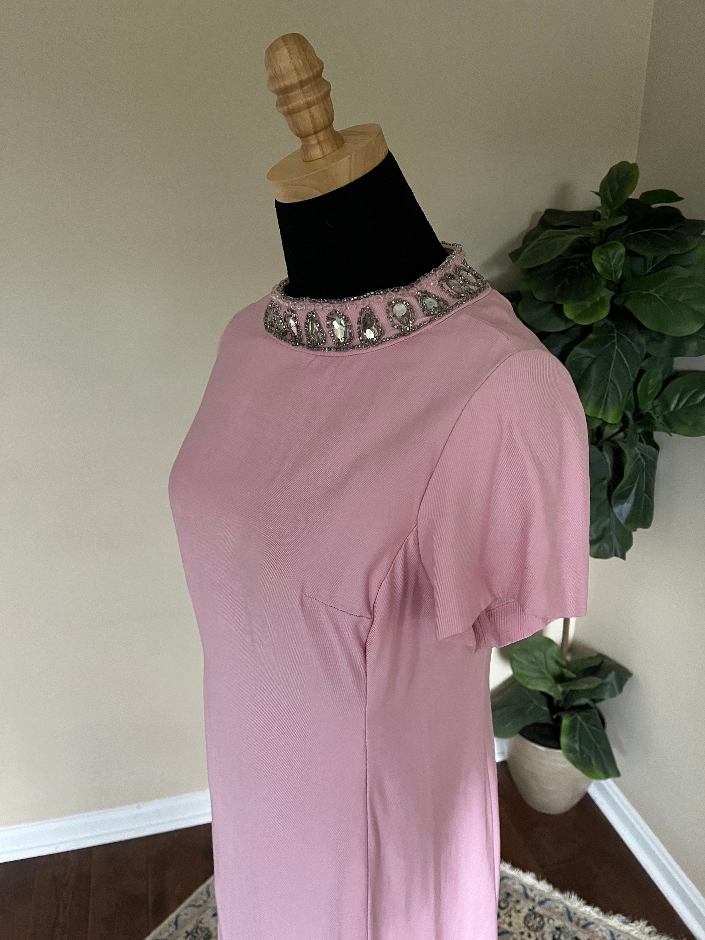 Vintage 1960s Mod Shift Dress Midcentury Modern Dress Pink Embellished ...