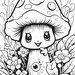 Cute Kawaii Mushroom Sticker Coloring Page Grayscale Mushroom Coloring ...