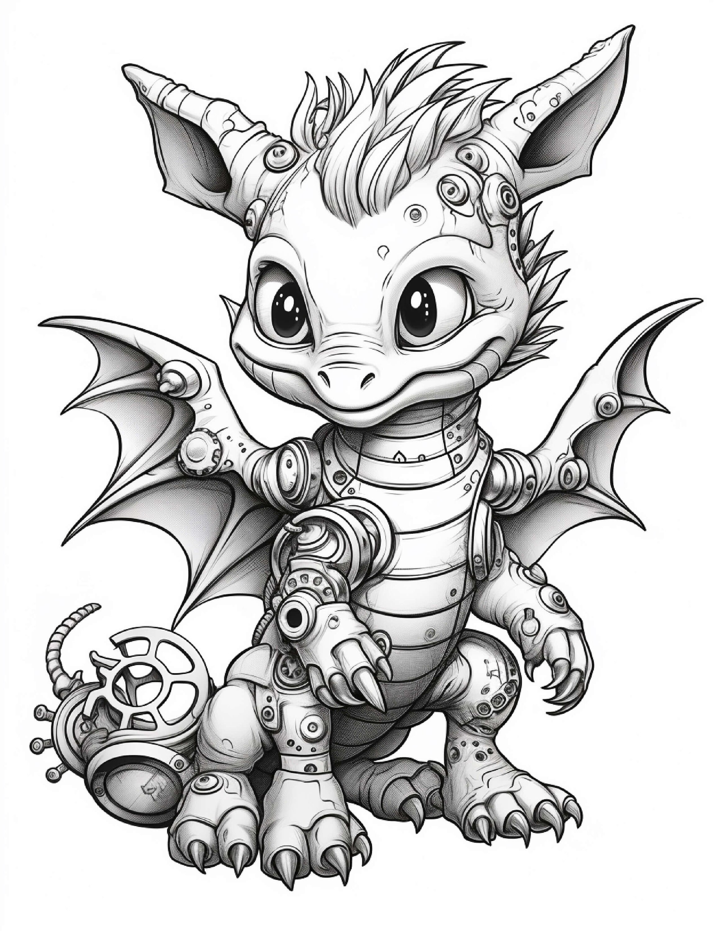 Steampunk Dragon Printable Fun Coloring Pages - Etsy
