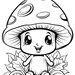 Cute Kawaii Mushroom Sticker Coloring Page Grayscale Mushroom Coloring ...