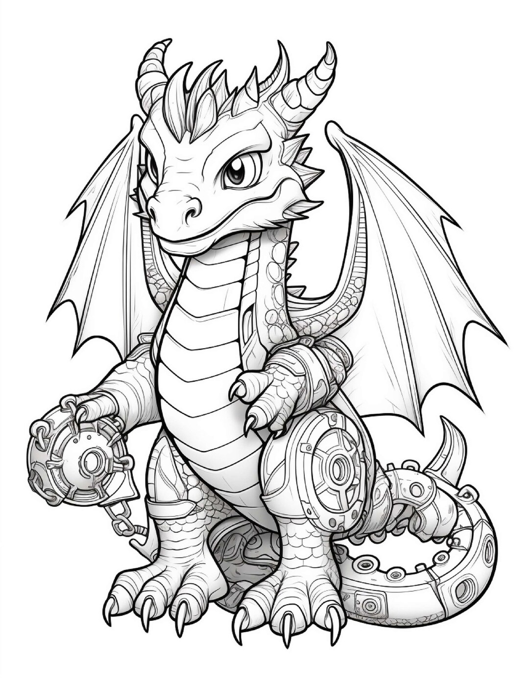 Steampunk Dragon Printable Fun Coloring Pages - Etsy