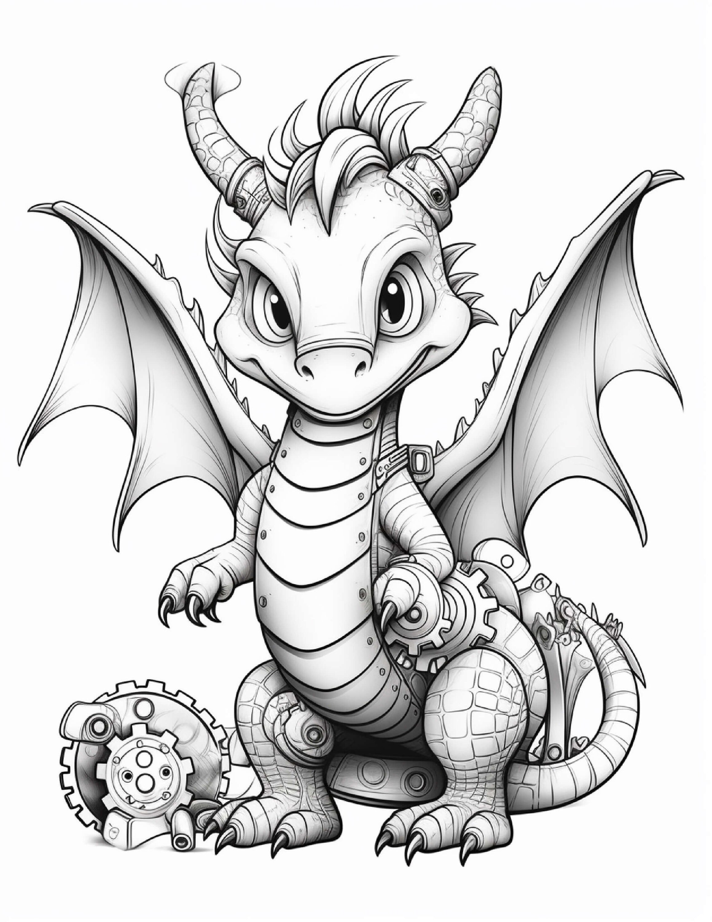 Steampunk Dragon Printable Fun Coloring Pages - Etsy