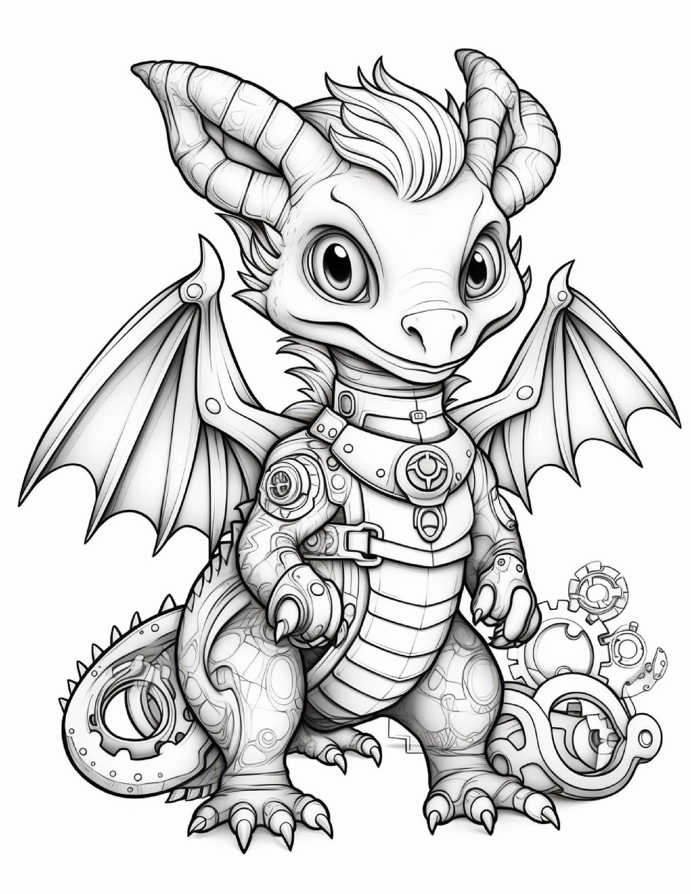 Steampunk Dragon Printable Fun Coloring Pages - Etsy