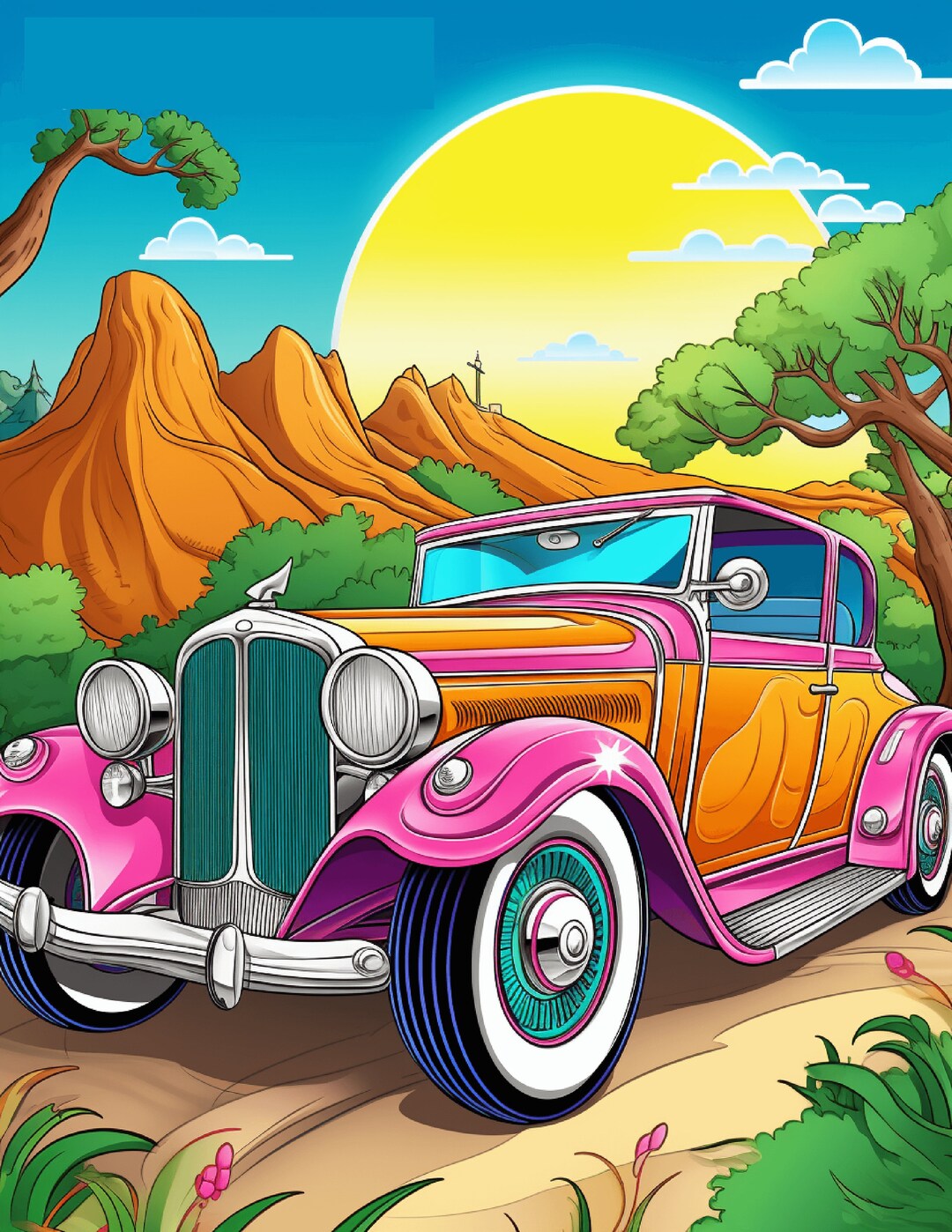 Classic Cars Coloring Books, Old Timer Car Coloring Pages for Kids and ...