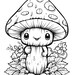 Cute Kawaii Mushroom Sticker Coloring Page Grayscale Mushroom Coloring ...