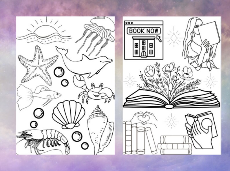 Sticker Style Coloring Book - Etsy