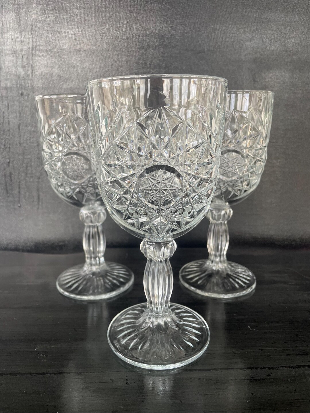 Vintage Libbey Hobstar Glass Water Goblets Ft. Starburst Pattern Set of ...