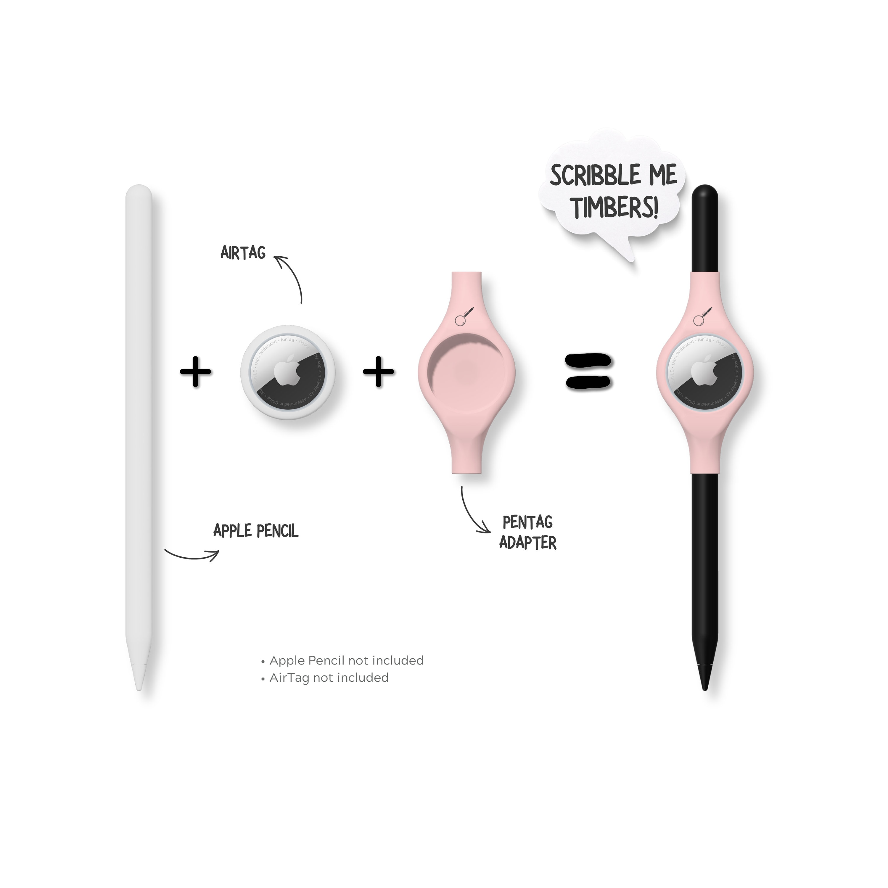 Pentag: Apple Pencil and AirTag Holder/grip Never Misplace Your Apple ...