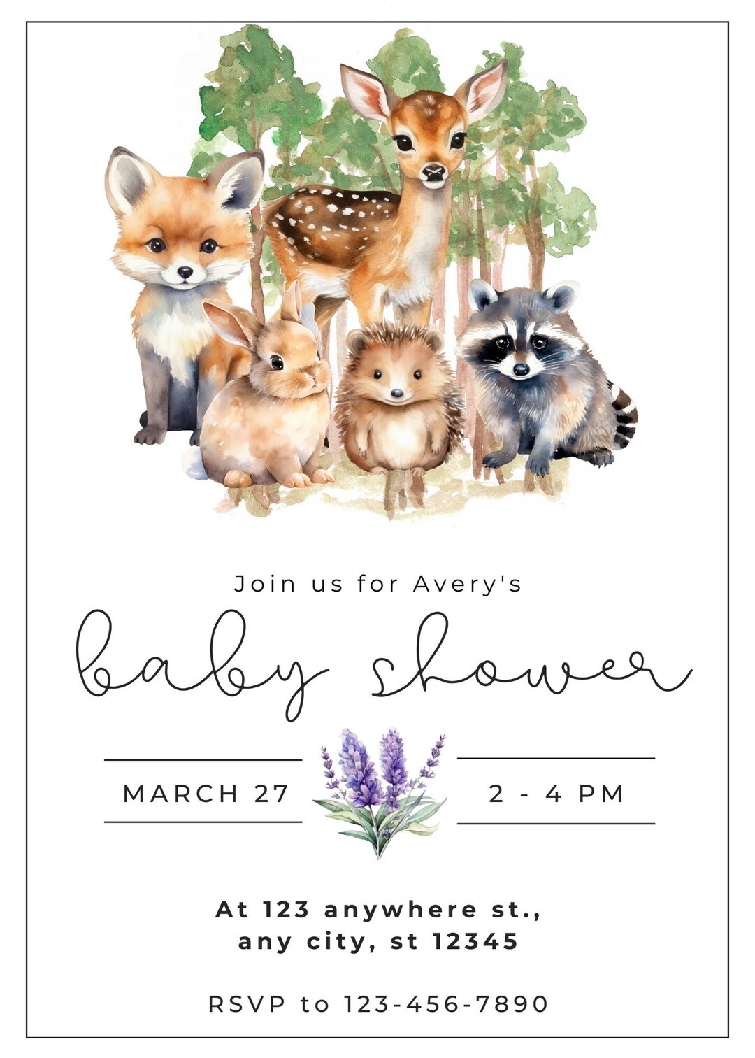 Woodland Baby Shower Invitation, Forrest Neutral Baby Shower Invite - Etsy