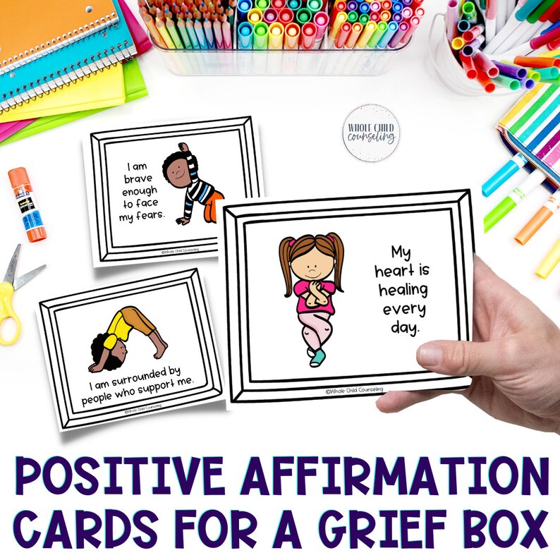 Positive Affirmation Yoga Pose Cards, Grief Box, Comfort Kit, Grief ...
