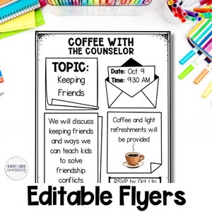 School Counselor Editable Letters Handouts & Forms for Parent ...