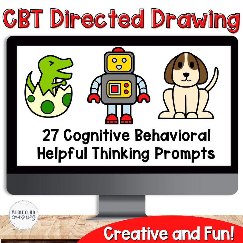 CBT Worksheets Guided & Directed Drawing Set 2, Cognitive Distortion Art Therapy Activity for ...