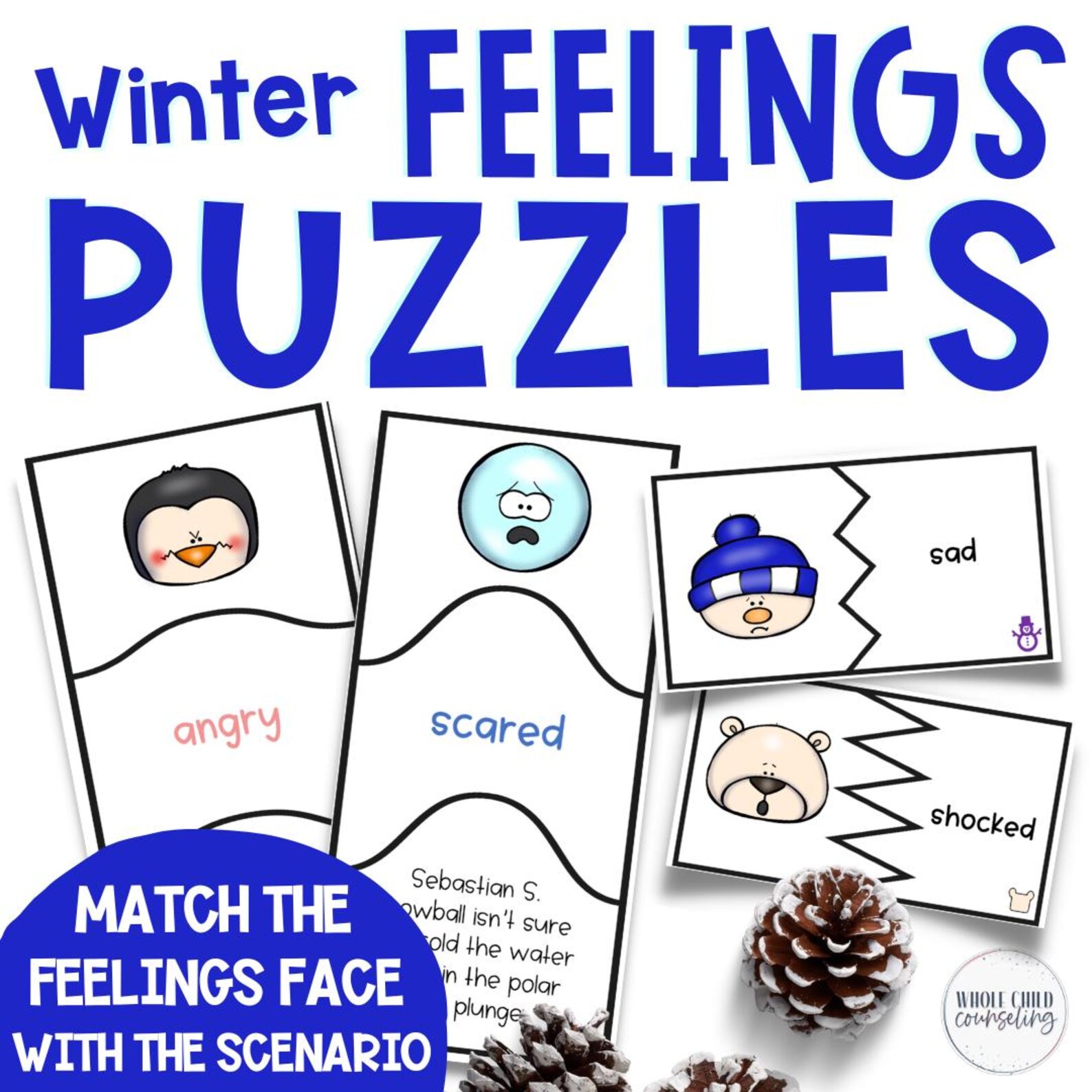 Winter Puzzles for Kids, Printable Feelings Puzzle, Social Emotional ...