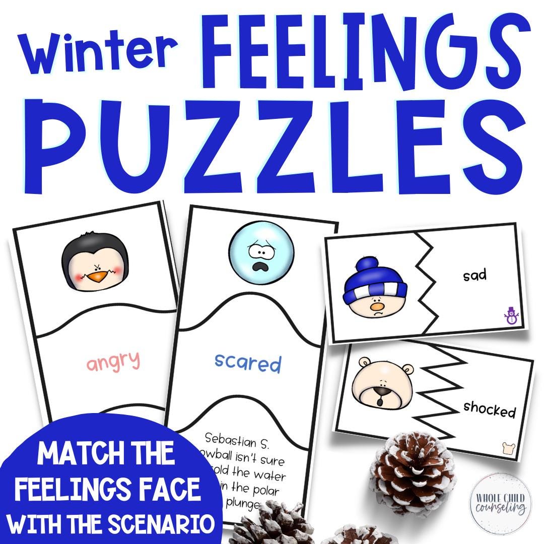Winter Puzzles for Kids, Printable Feelings Puzzle, Social Emotional ...