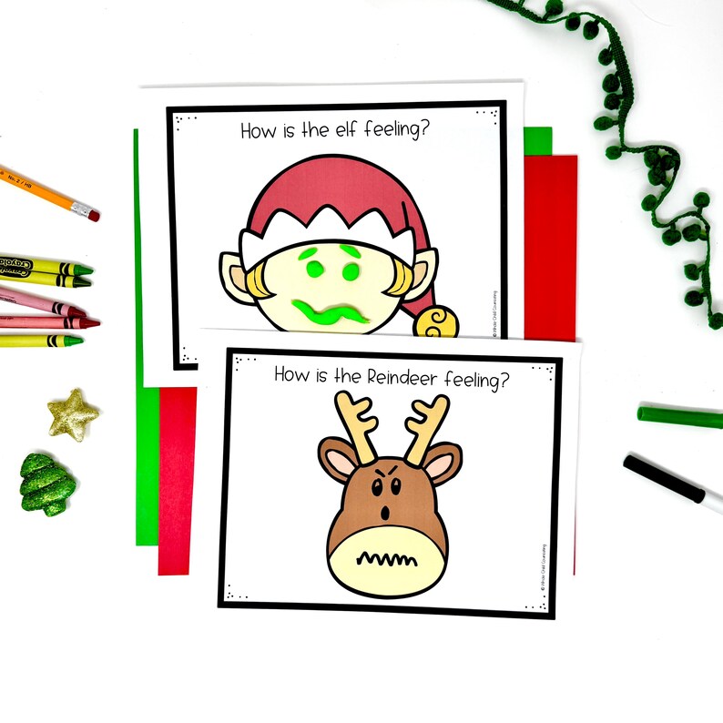 Christmas Feelings Dough and Drawing Emotions Mats for Social Emotional ...