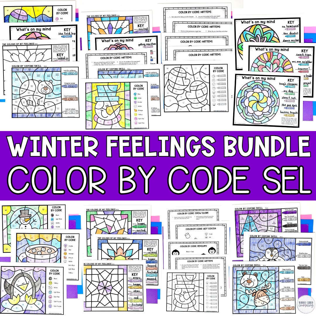Winter Color by Code Bundle, Kids Coloring Feelings Activity, Winter ...