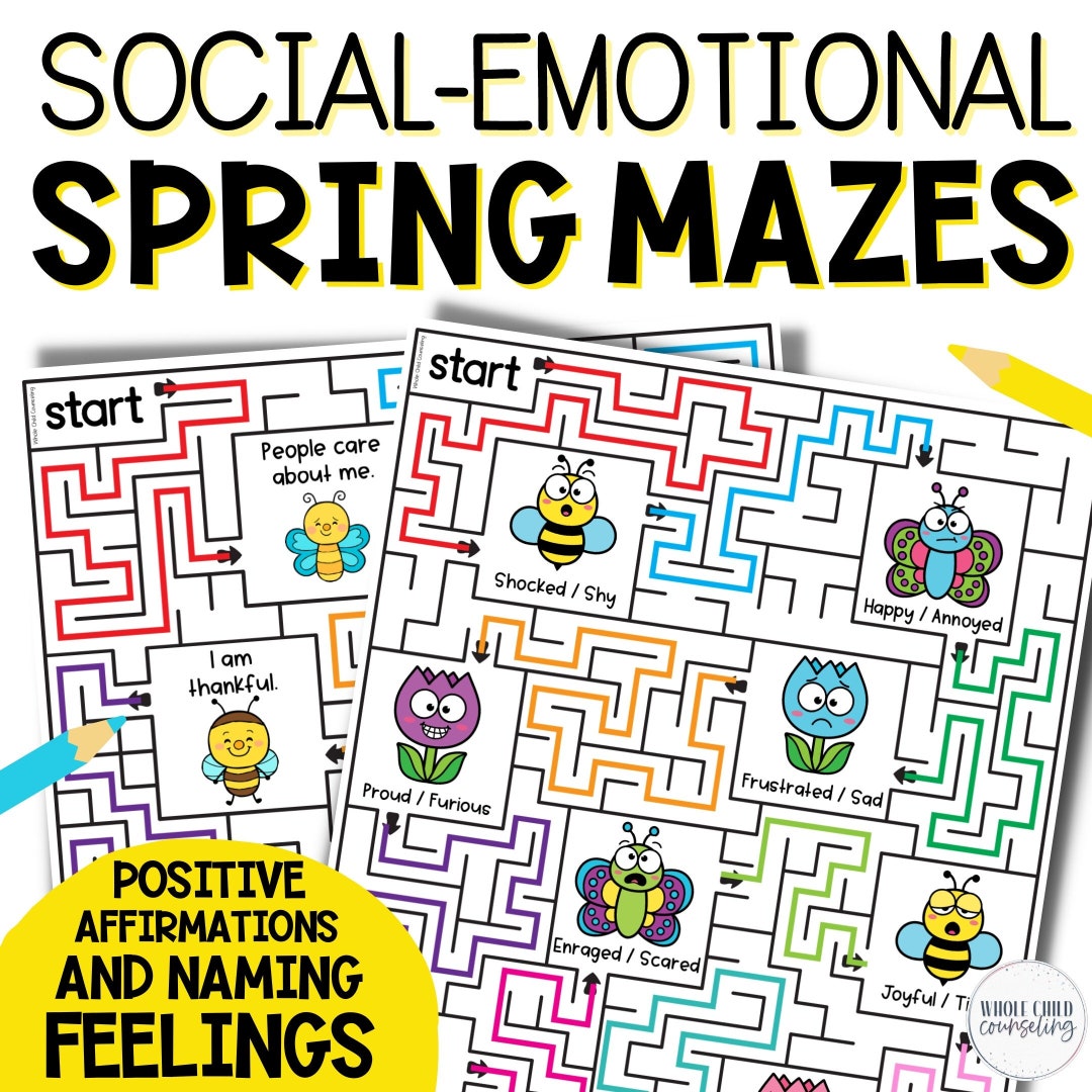 Spring Feelings Mazes, Printable Self Esteem Activity for Kids ...