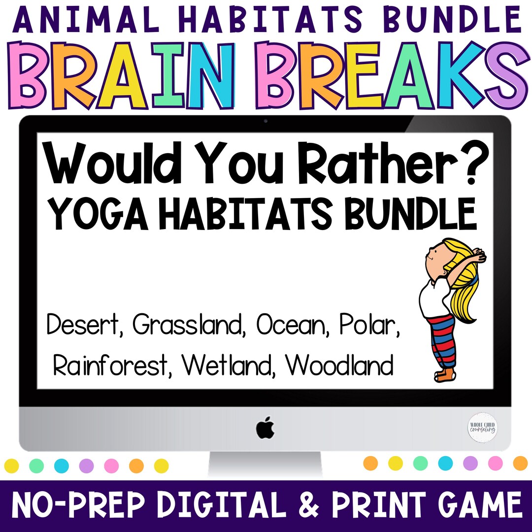 Kids Animal Yoga Bundle, Would You Rather Game, Yoga Pose Cards ...