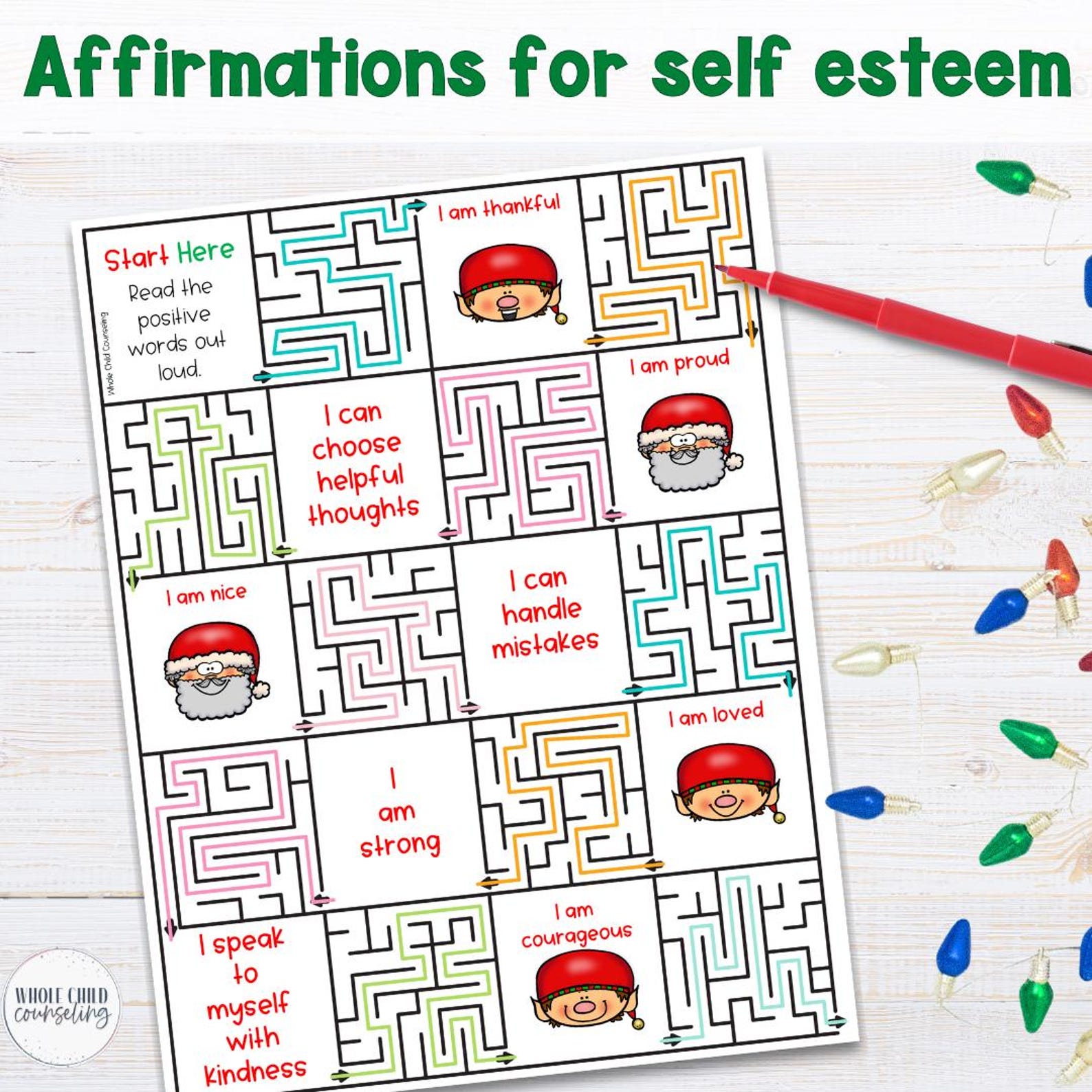 Christmas Mazes for Kids, Printable Self Esteem Games for Kids ...