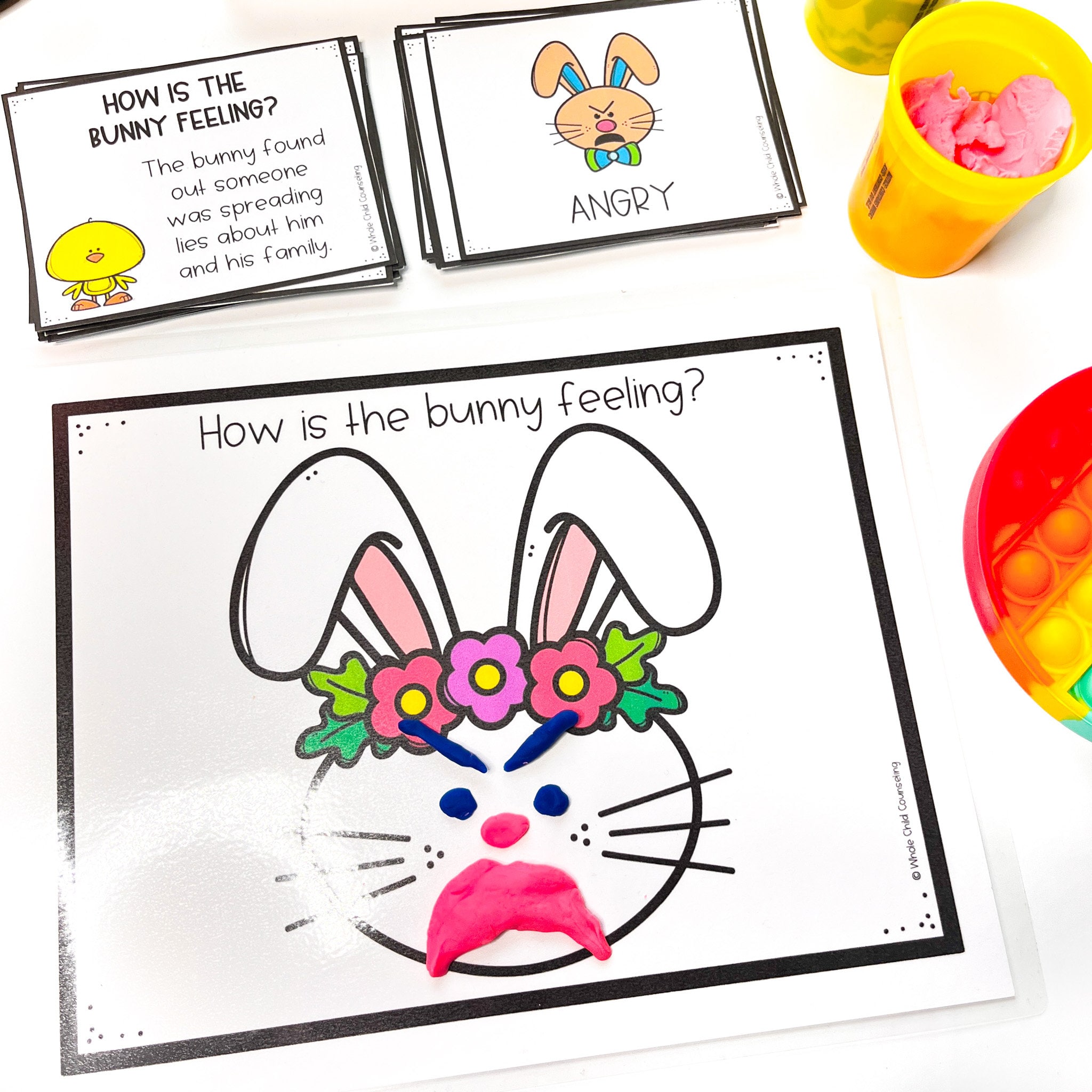 Easter Feelings Playdough Mat Printable, Naming Feelings Cards, Kids ...