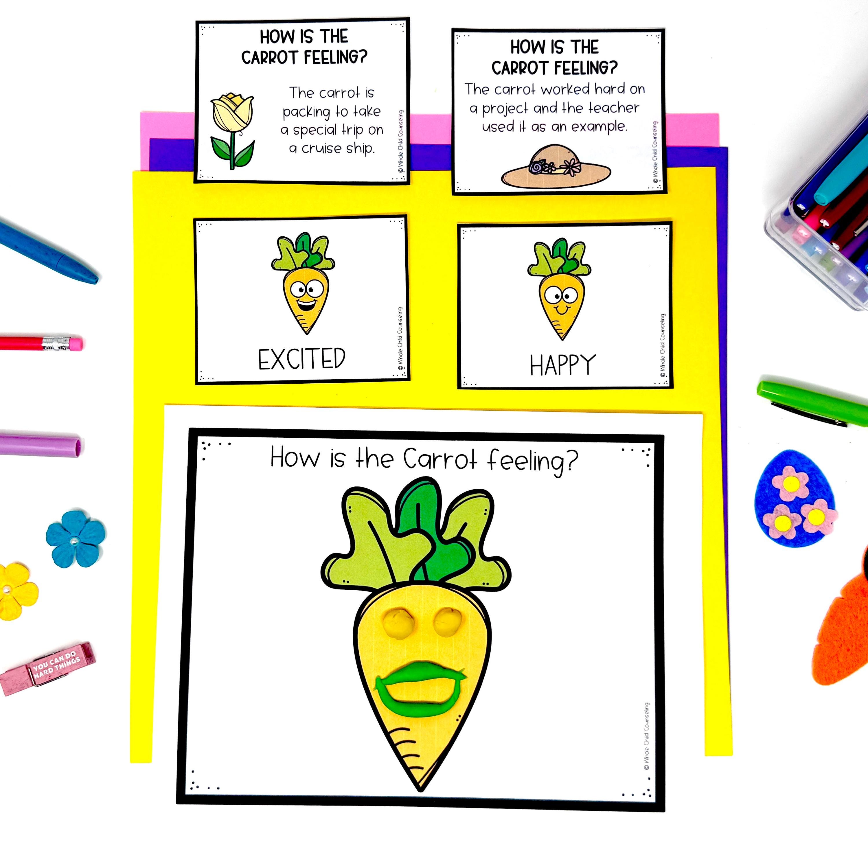 Easter Feelings Playdough Mat Printable, Naming Feelings Cards, Kids ...