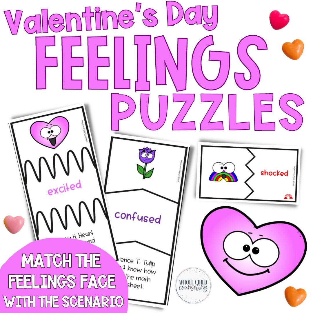 Valentine's Day Puzzles for Kids, Printable Feelings Puzzle, Social ...