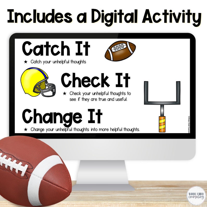 CBT Football Digital & Printable Board Game, Kids Therapy Tools for ...