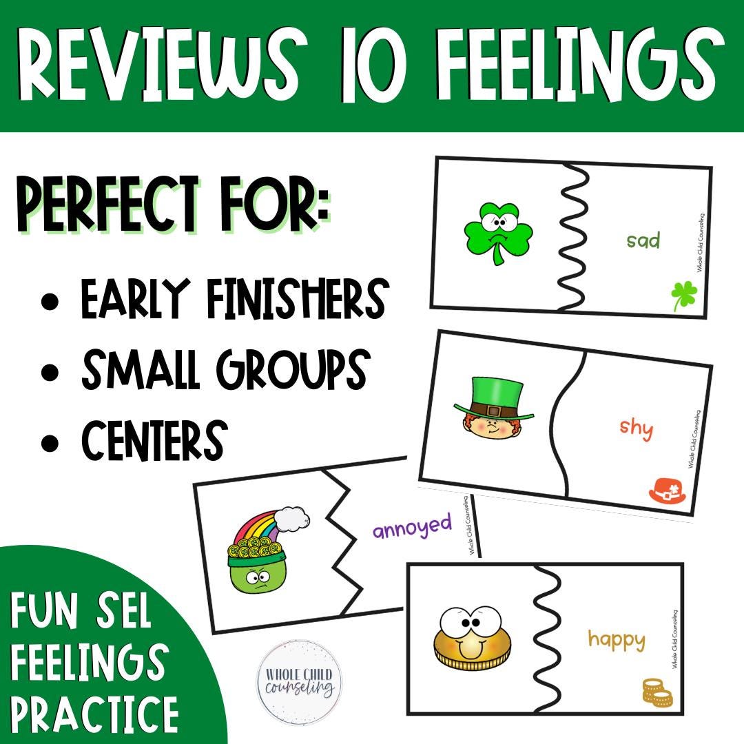 St. Patrick's Day Puzzles for Kids, Printable Feelings Puzzle, Social ...