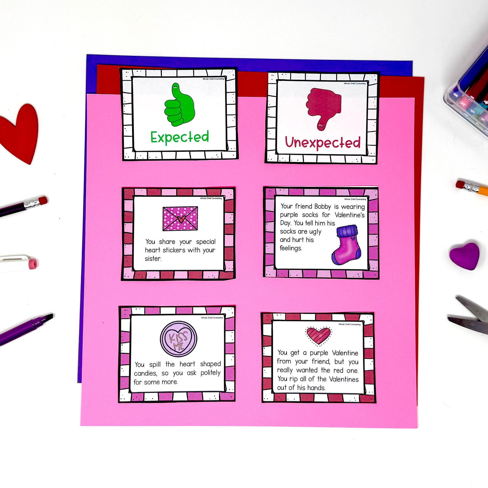 Valentine's Day Counseling Game, Expected Vs Unexpected Behavior Game ...