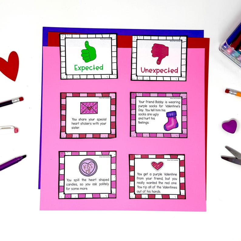 Valentine's Day Counseling Game, Expected Vs Unexpected Behavior Game ...
